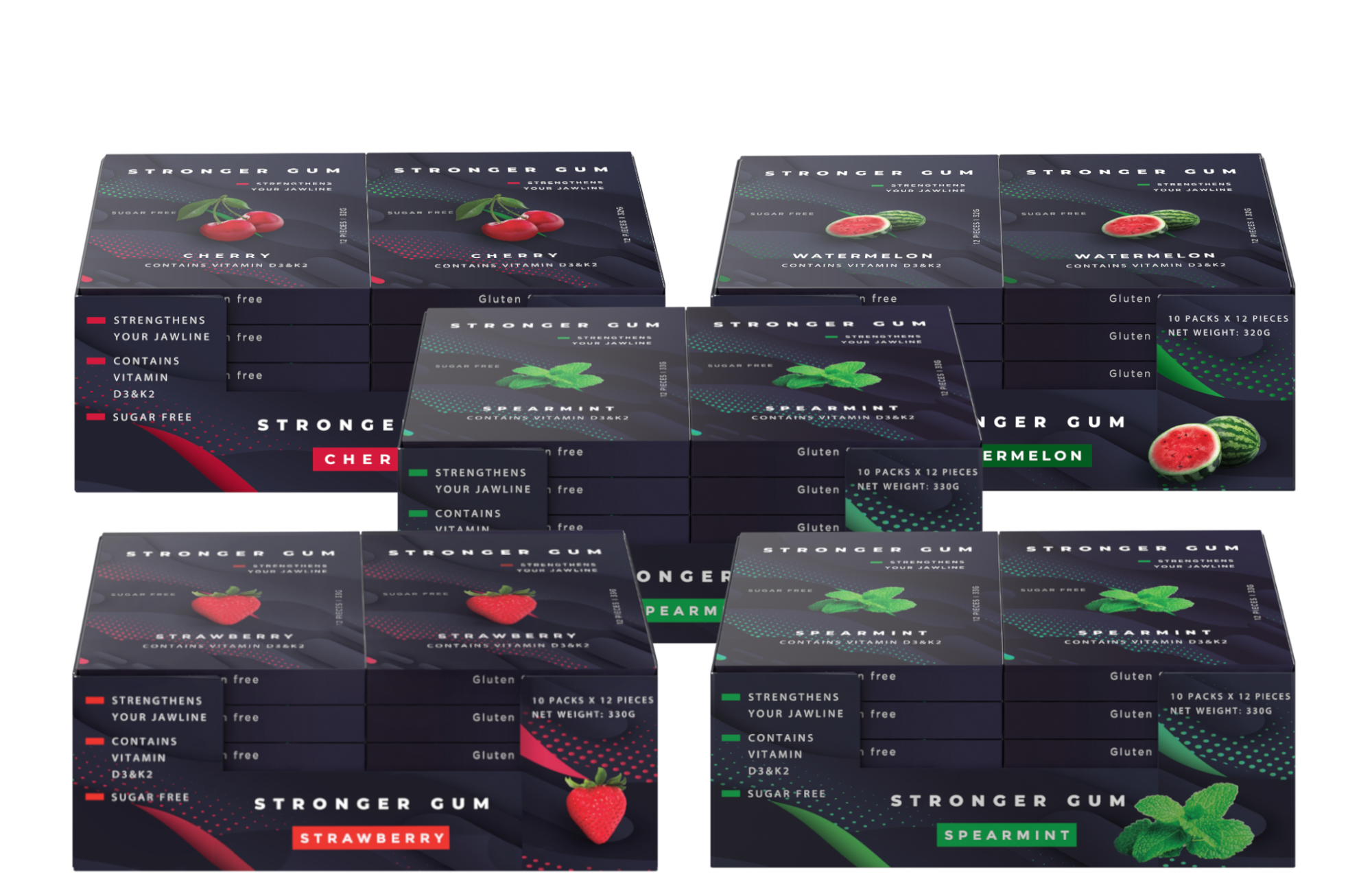 Stronger Gum für die Jawline 5-PACK DEAL (1630g) - Alle Aromen | Beste